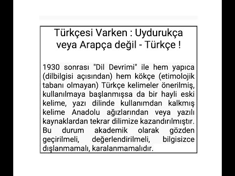 Türkçesi Varken 01 : Uydurukça veya Arapça değil - Türkçe !