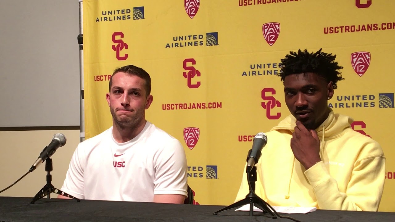 Jonah Mathews and Quinton Adlesh after USC’s win over Arizona State ...