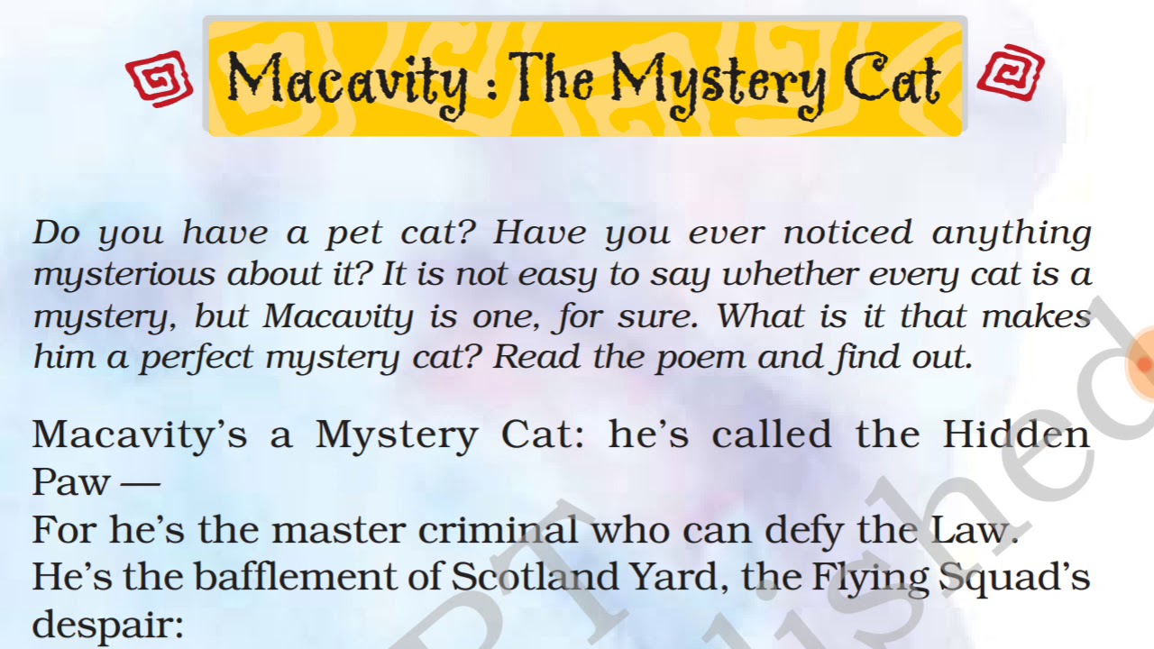ENGLISH VIII || POEM || Macavity : Thr Mystery Cat - YouTube