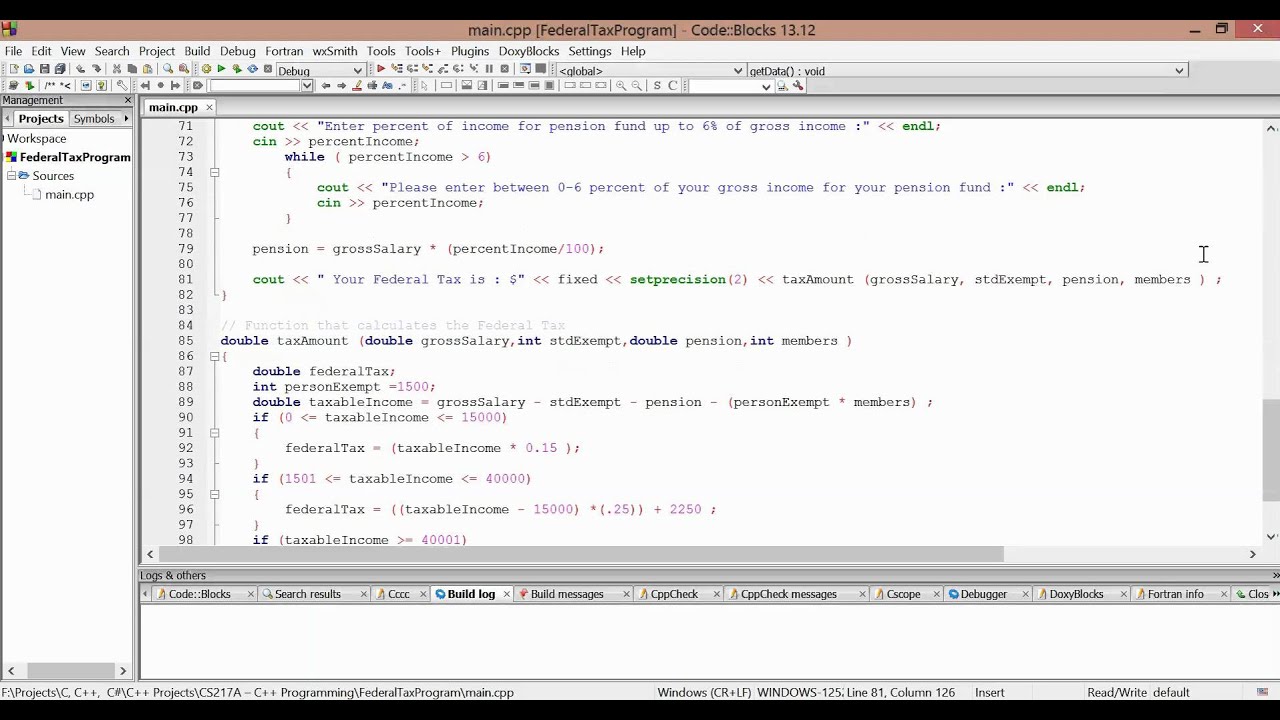 C++ Federal Tax Calculator - YouTube
