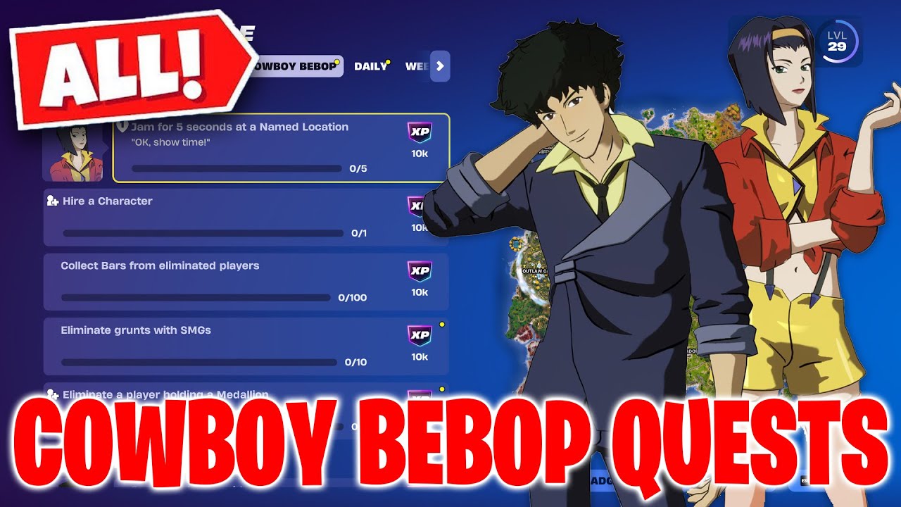 How to Complete All Cowboy Bebop Quests in ONE GAME | Fortnite x Cowboy ...