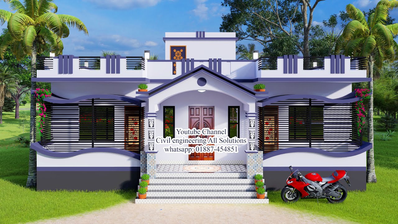 কম খরচে ৪ বেডরুমের বাড়ির ডিজাইন। 4 bedroom house design। Village house ...