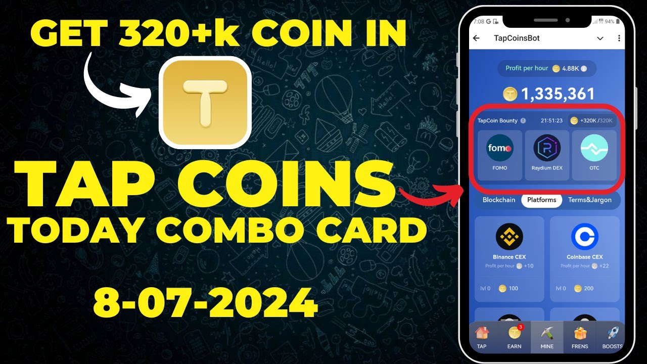 Tap Coin Bot Daily Bounty 8 July || Tap Coin Daily Combo 8 to 9 July ...