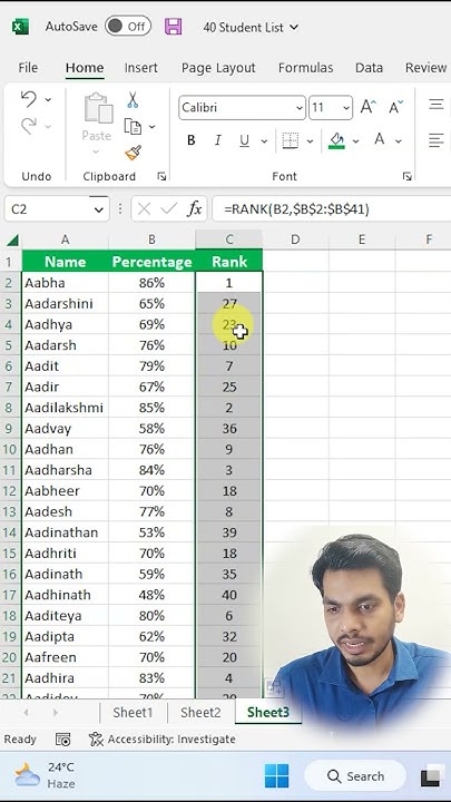 How to Use RANK Function in Excel | Step-by-Step Tutorial #excel #trending #microsoft #viral ...