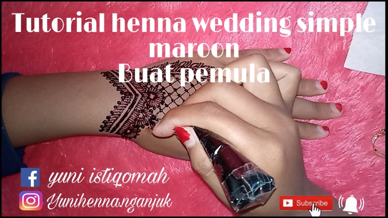 Henna wedding simple maroon || henna pemula - YouTube