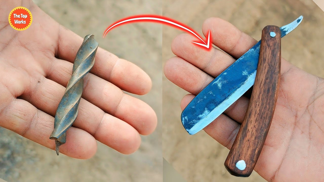 Old Rusty drill bit turned into a Sharp Straight Razor | Blacksmithing ...