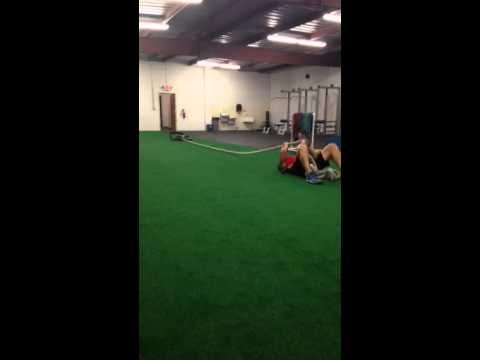 Supine Reverse Sled Rope Pull - YouTube