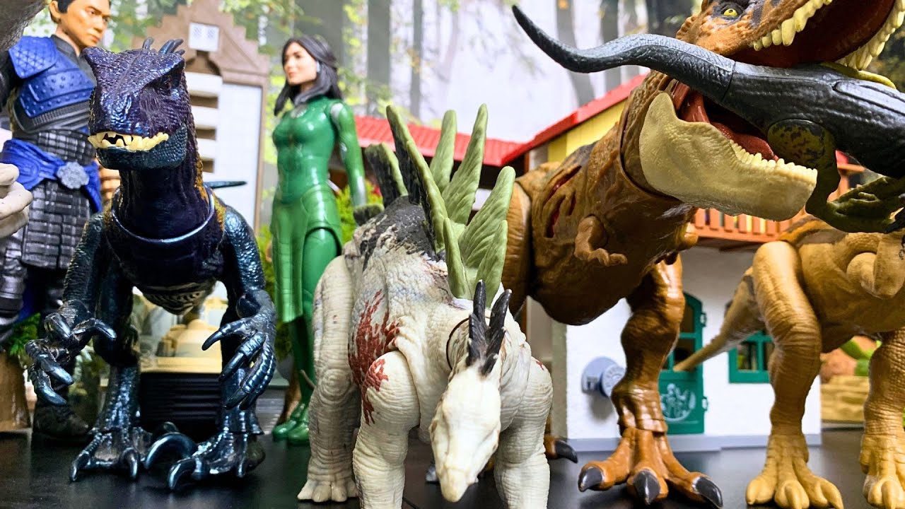 JURASSIC WORLD MATTEL; INDORAPTOR, T-REX, INDOMINUS REX, SPINOSAURUS ...