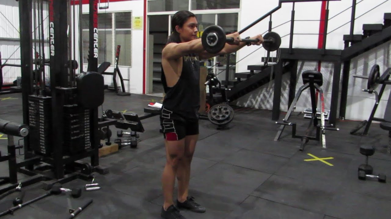 Elevaciones frontales con barra agarre prono - YouTube