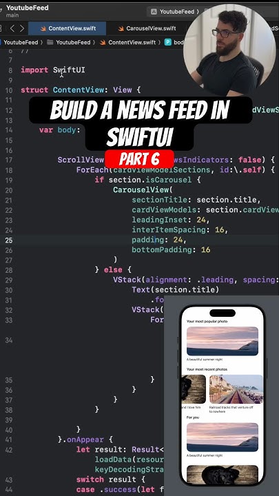 Build a News Feed in SwiftUI | Part 6 Display a Carousel #iosdevelopment #swiftui - YouTube
