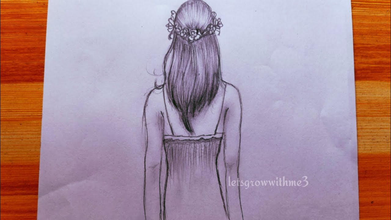 How to draw a beautiful girl from backside step by step |pencil-sketch ...