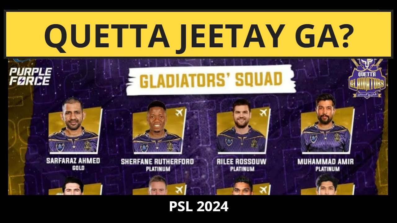 PSL 2024 Quetta Gladiators Squad Analysis | PSL 9 Quetta Gladiators ...