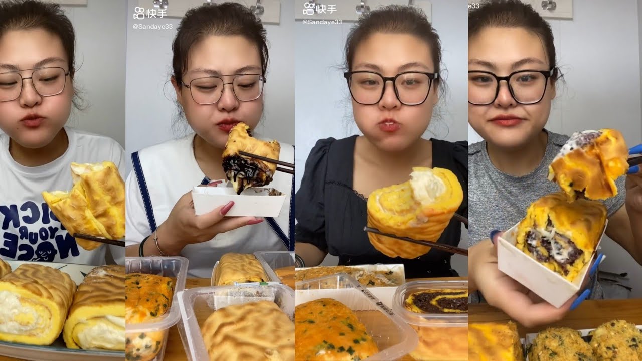 sandaye 01 TIGER SKIN ROLL CAKE JAMBON CAKE MUKBANG - YouTube