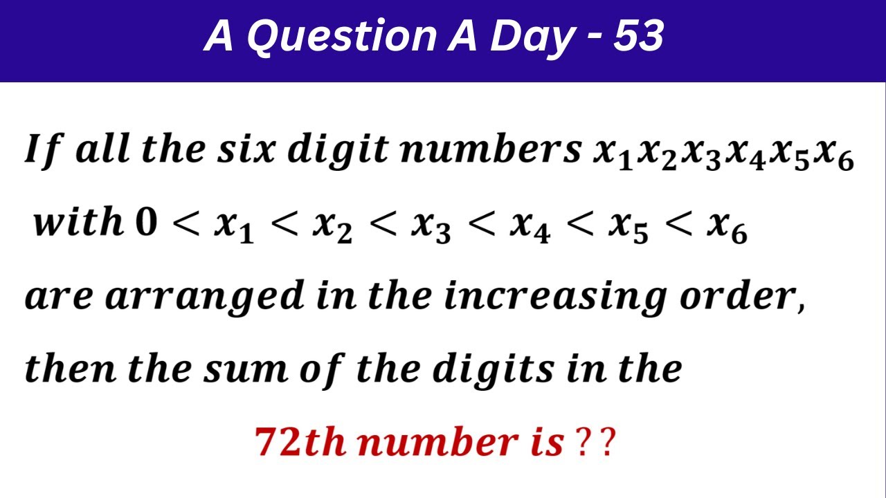 A Question A Day - 53 | P&C | Jee Main | Jee Advanced | MT Maths | Tips ...
