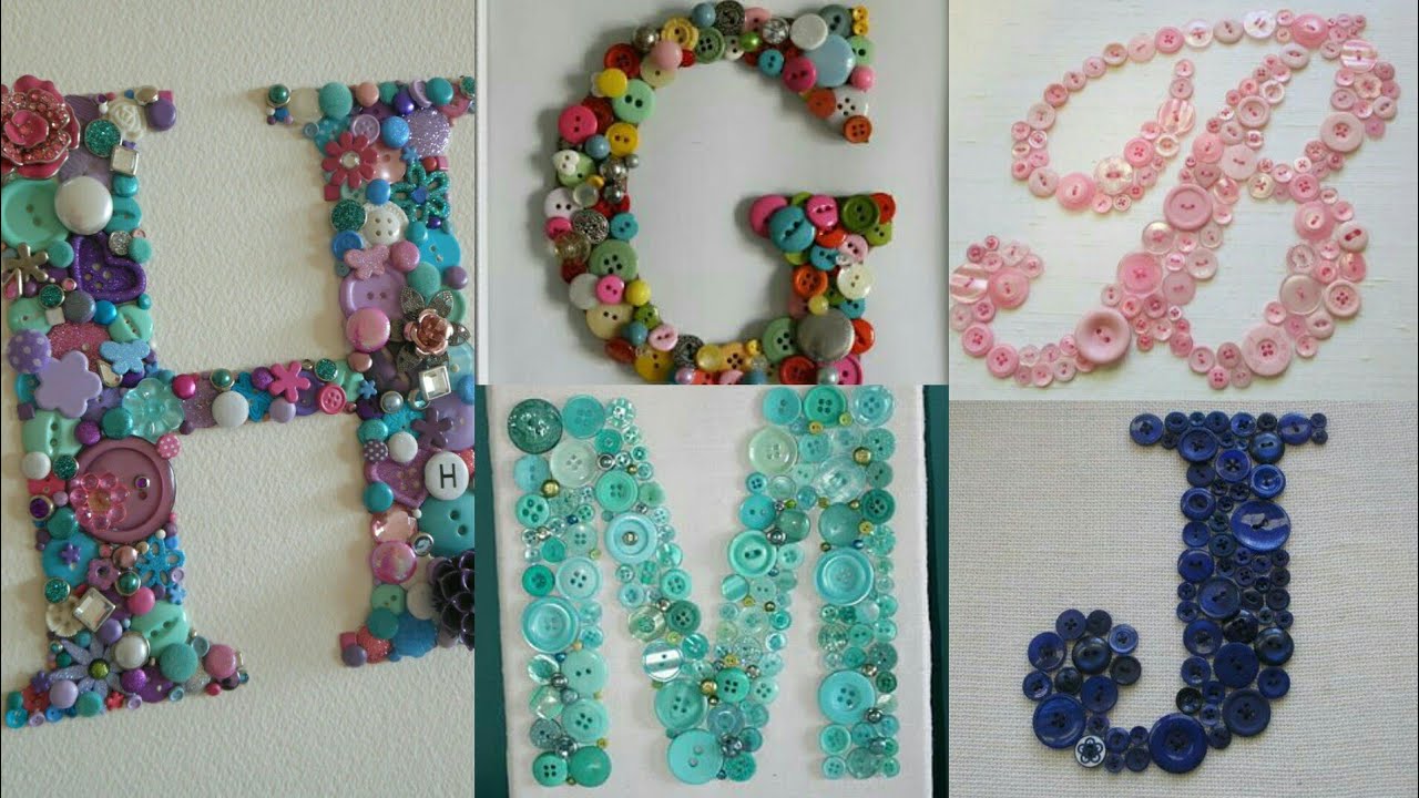 Alphabetical letters colourful decoration with multi shapes buttons ...