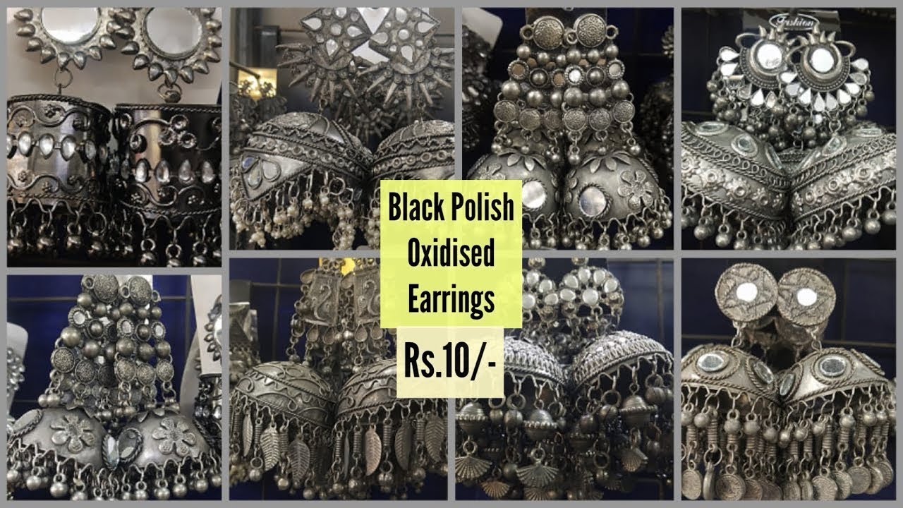 Cheapest Black Polish Oxidised Earrings | Black Polish Jewellery ...