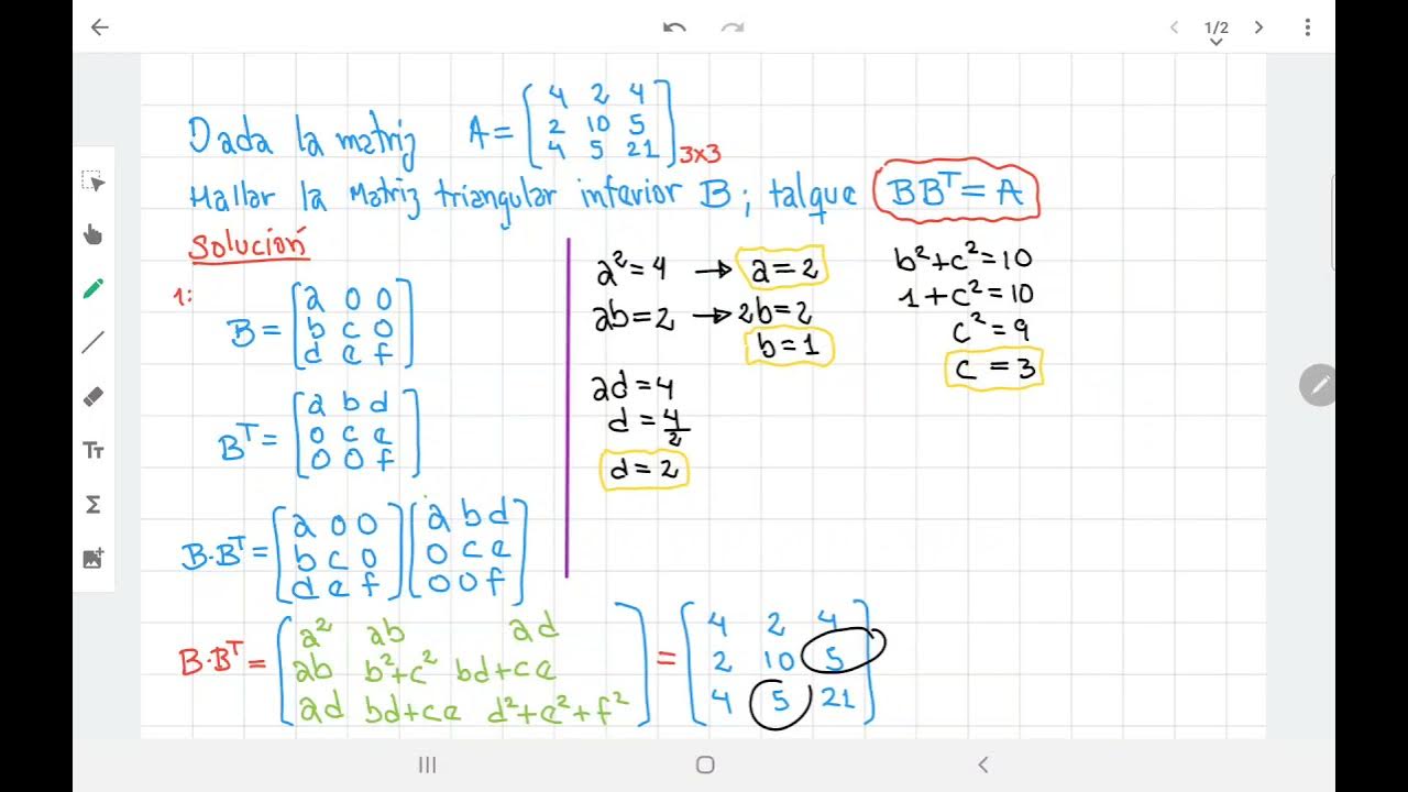 Ejercicio: Matriz triangular inferior, igualdad de matrices - YouTube