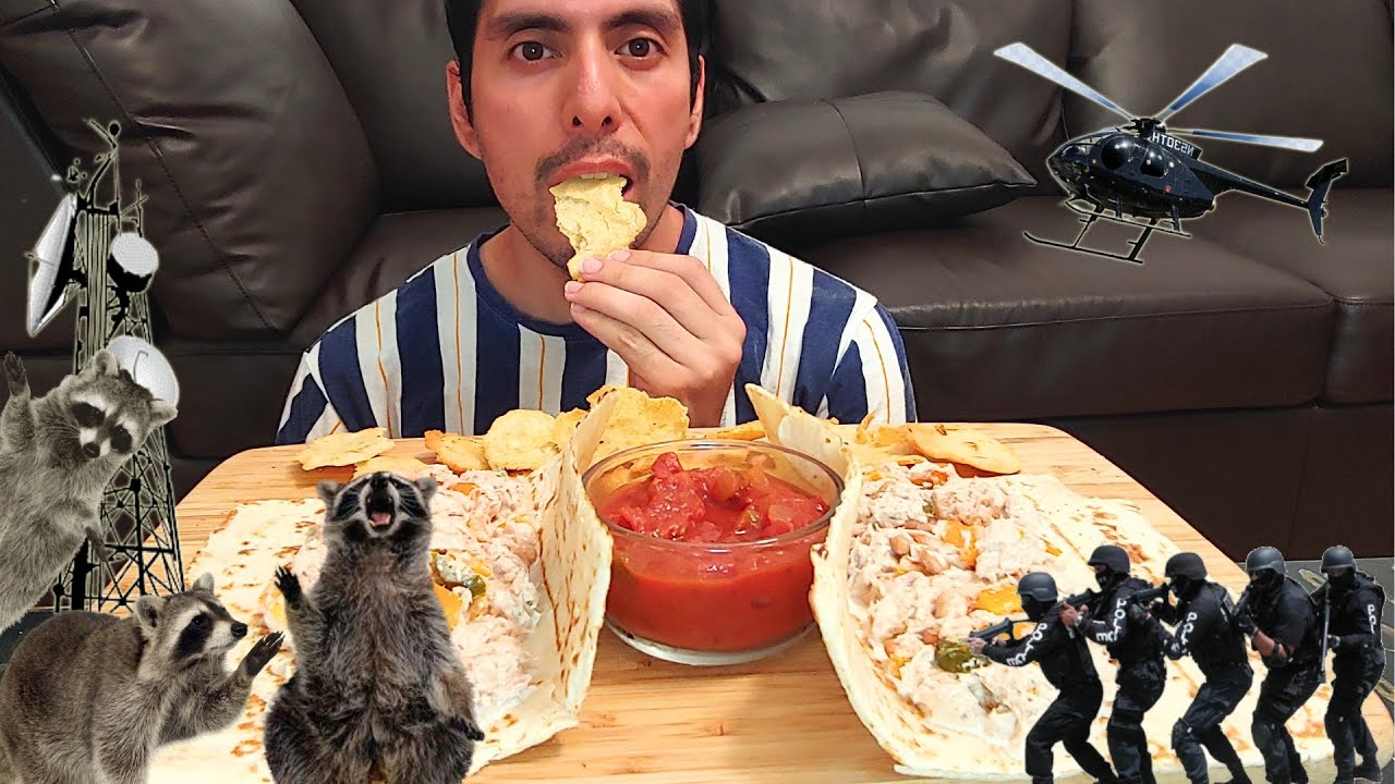 TUNA AND BEANS FLATBREAD WITH SALSA AND TORTILLAS MUKBANG INTERNET WOES ...