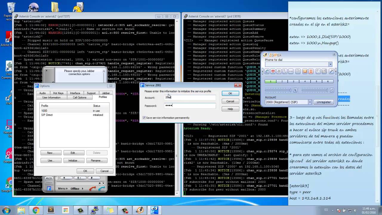 asterisk sip trunk to asterisk - YouTube