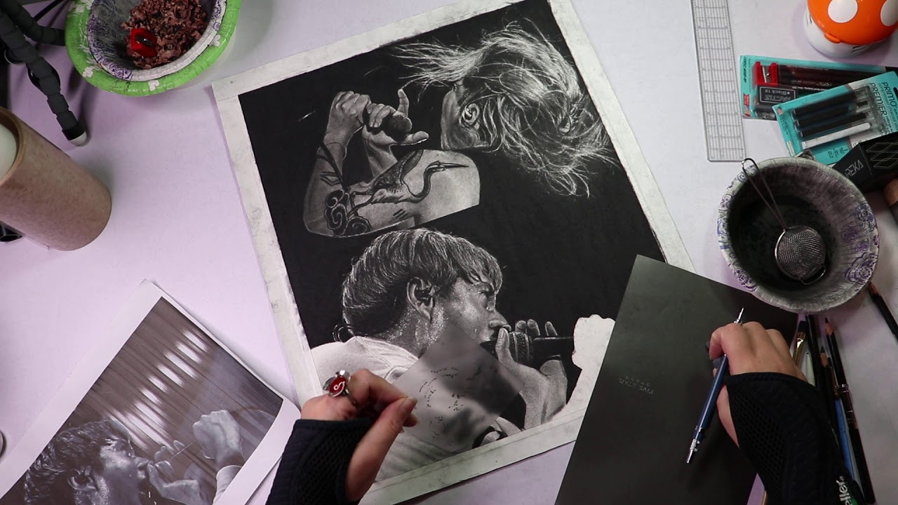 Charcoal Portrait Drawing of AG (Eiji) from Noisemaker Jrock Fanart WIP ...