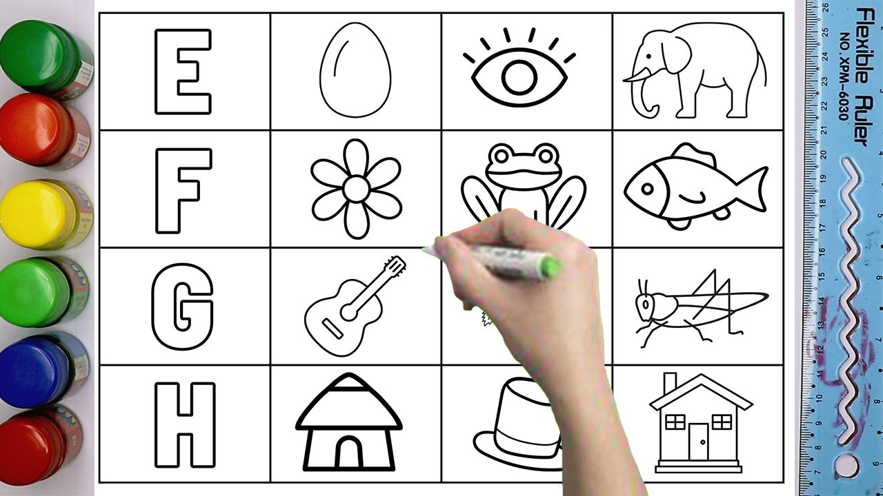 Learn Alphabets and its words| Learn efgh and objects starting with ...