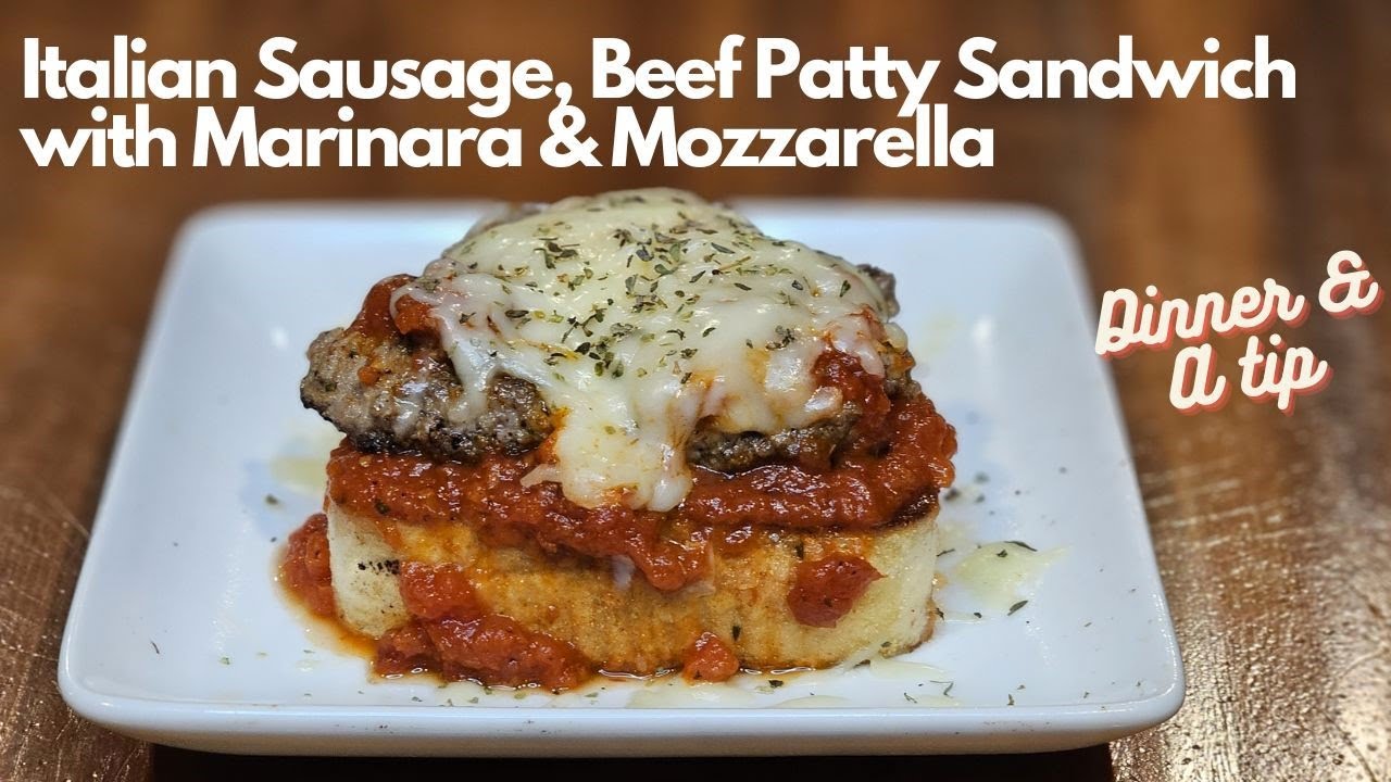 Italian Sausage, Beef Patty Sandwich with Marinara & Mozzarella on the ...