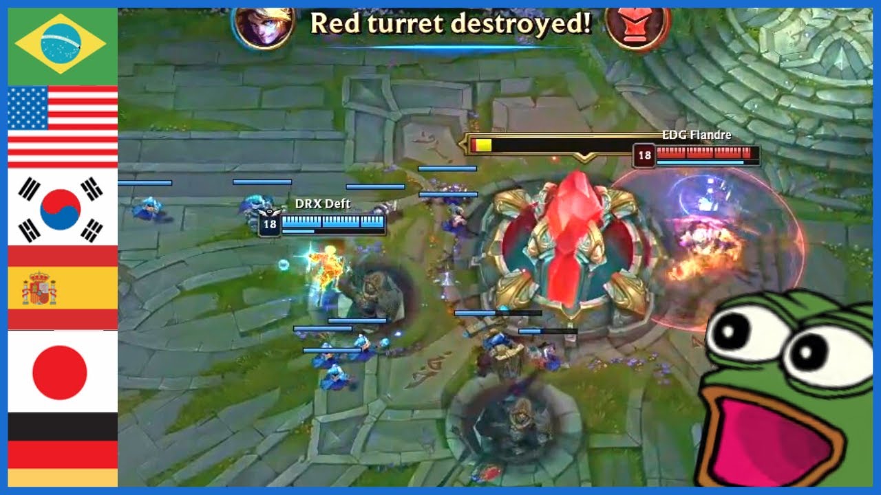 DEFT on 1 HP NEXUS in Different languages! | DRX VS. EDG | Worlds 2022 ...