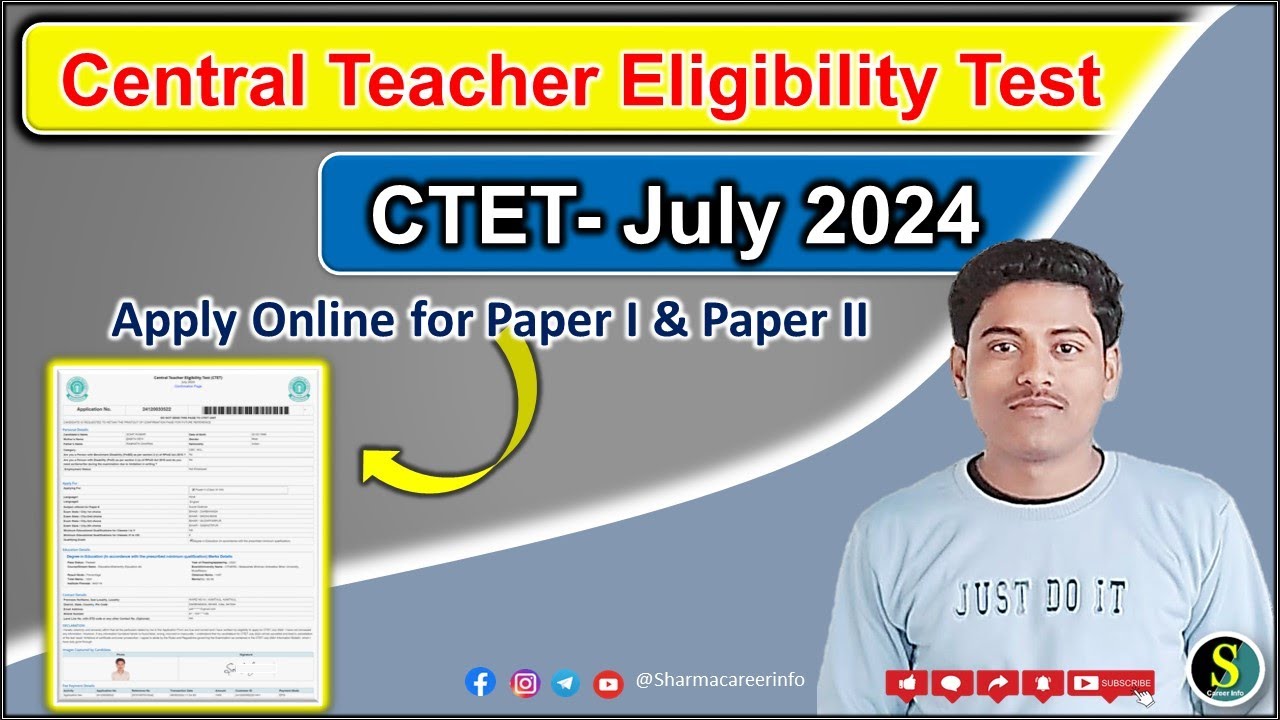 CTET July 2024 Apply Online - Paper I & Paper II Exam. How to Fill CTET ...