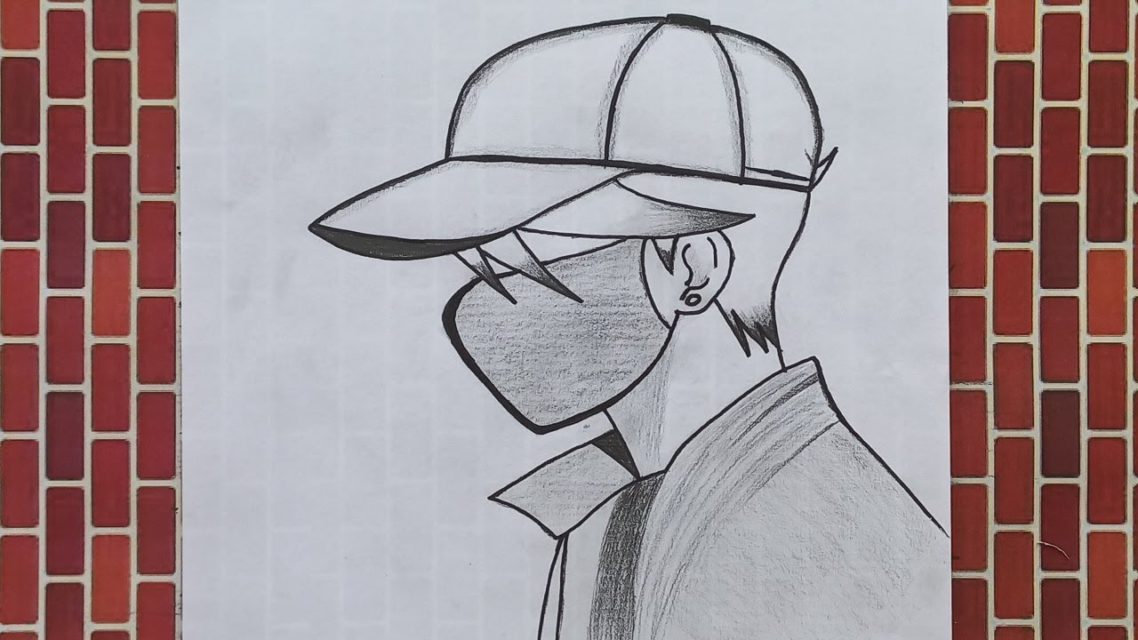 How to draw a boy wearing a hat face mask | Easy Drawing - YouTube