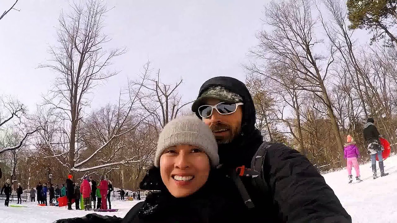 NYC Snow Disaster... or sledding in Central Park 2015 - YouTube