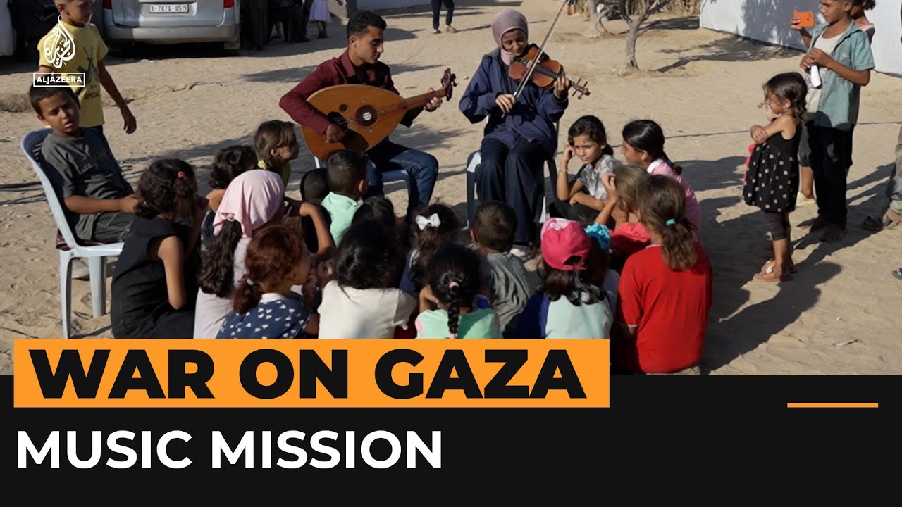 Gaza music students use talent to inspire children displaced by war ...