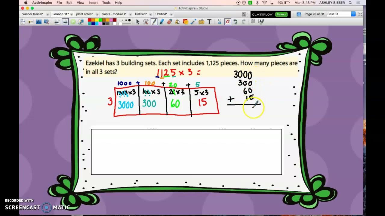4 digit x 1 digit area model multiplication - YouTube