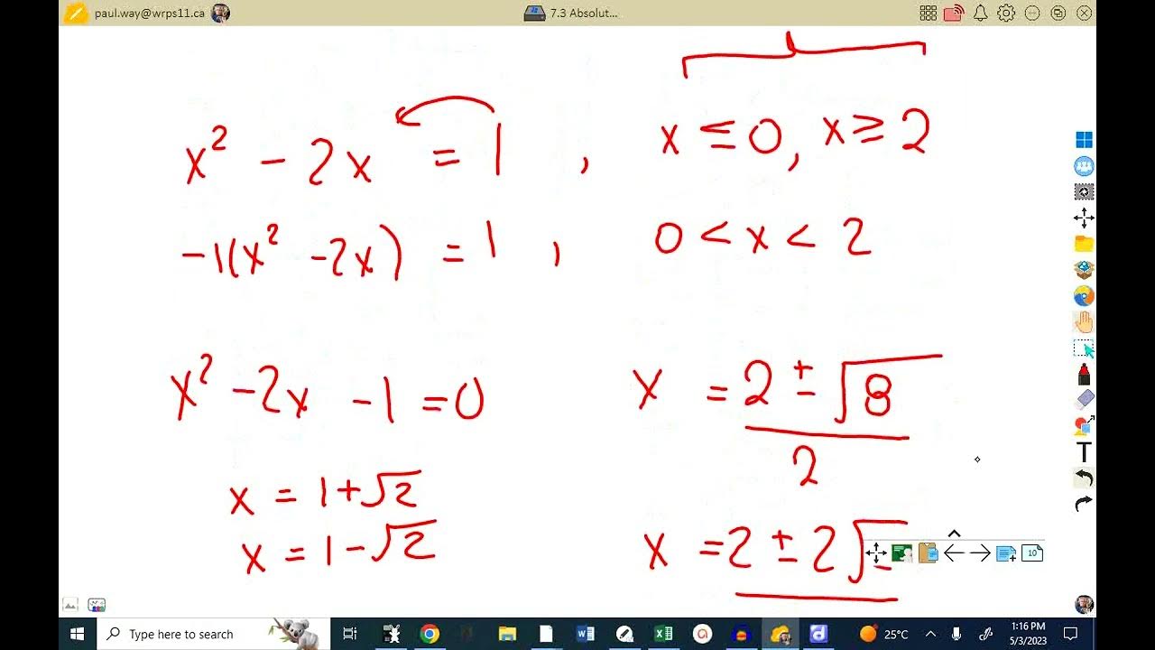 Math 20.7.3 (Solving Absolute Value Equations Part II) - YouTube