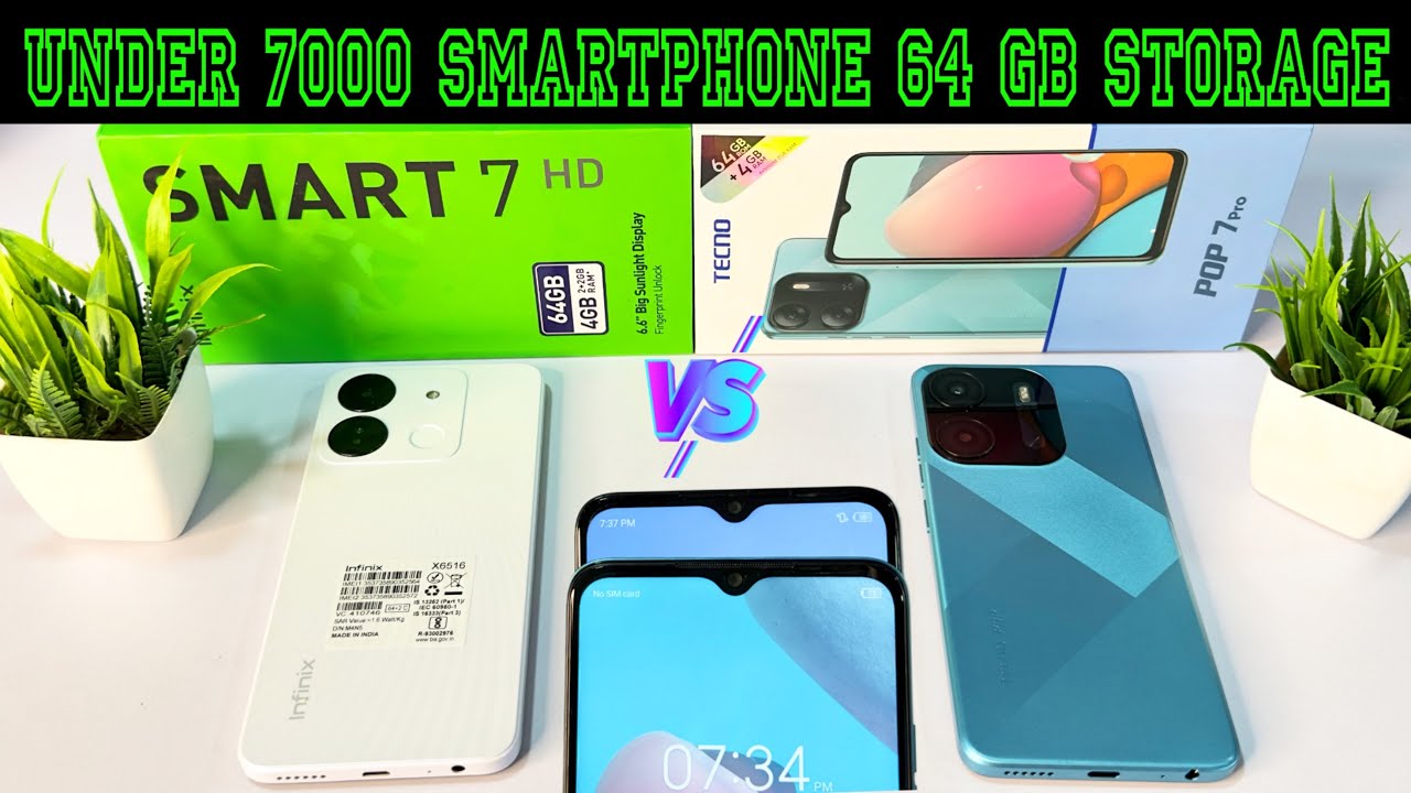 Infinix Smart 7 HD 🆚 Tecno Pop 7 Pro ⚡ Unboxing & Comparison | Camera ...