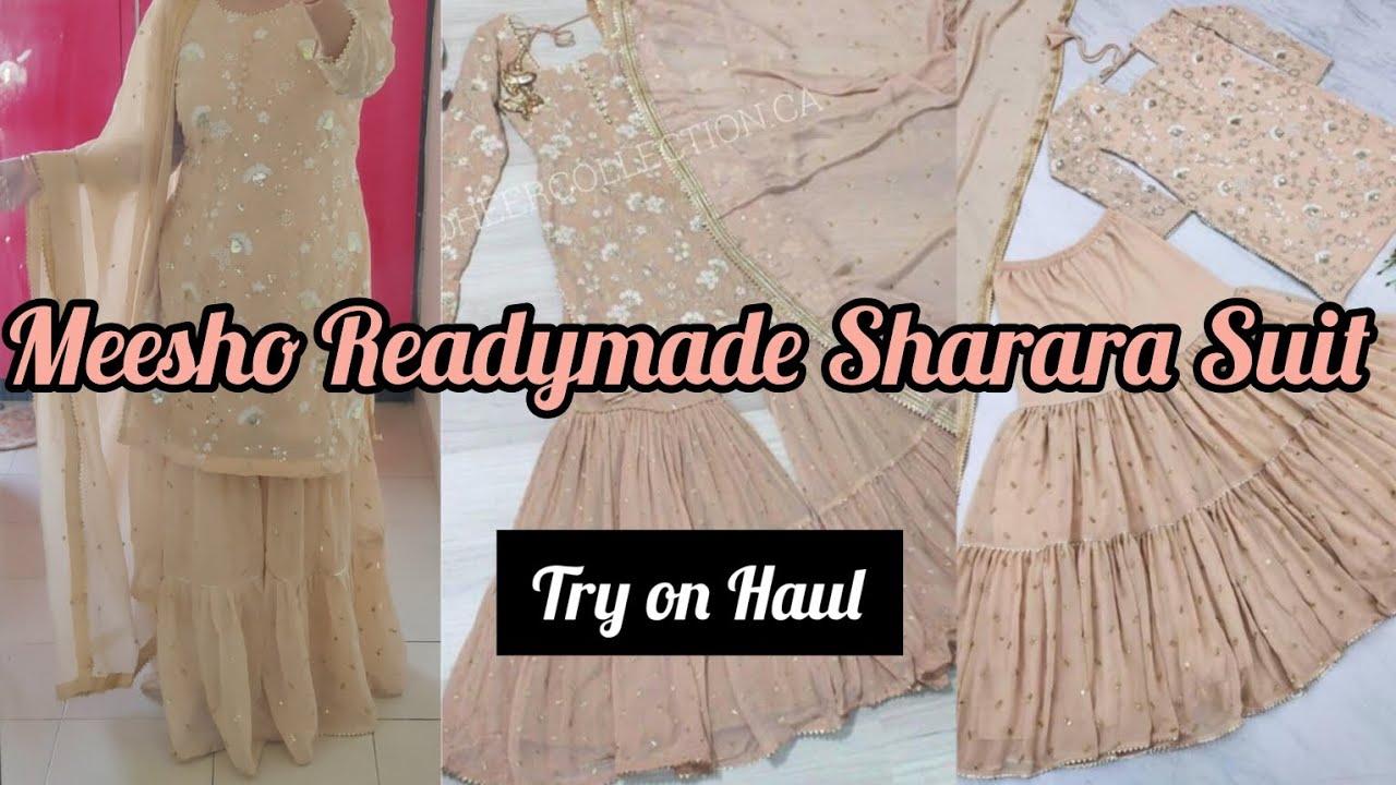 Meesho Readymade Sharara Suit set Meesho latest Pakistani suit try on ...