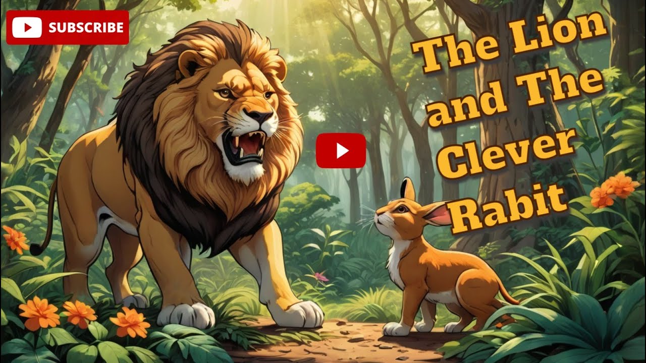 The Lion and the Clever Rabbit story in English for kids! Bedtime story ...