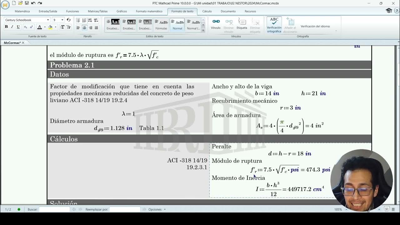 Tutorial Mathcad Prime Hormigón Armado Concreto Reforzado - Momento de ...