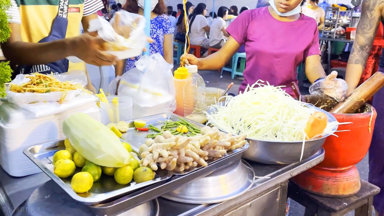 Extreme Street Food Myanmar, Yangon - Chicken legs salad Burmese 2021 ...