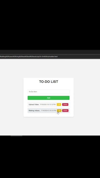 Quick Overview of JavaScript To-Do List Project | Add, Delete, Edit Tasks with Date & Time - YouTube