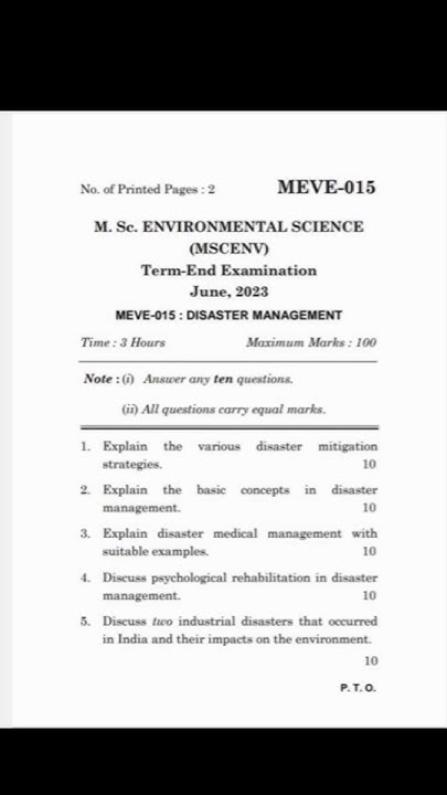 MEVE-015 | IGNOU | MSc.Env. | June 2023 | Previous year Question Paper | MEVE15 June 2023 - YouTube