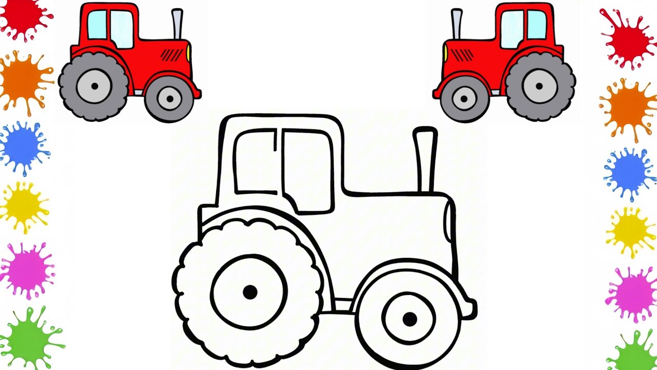 Tractor Drawing and Coloring | Kids Tractor Toy Easy Drawing Step by ...
