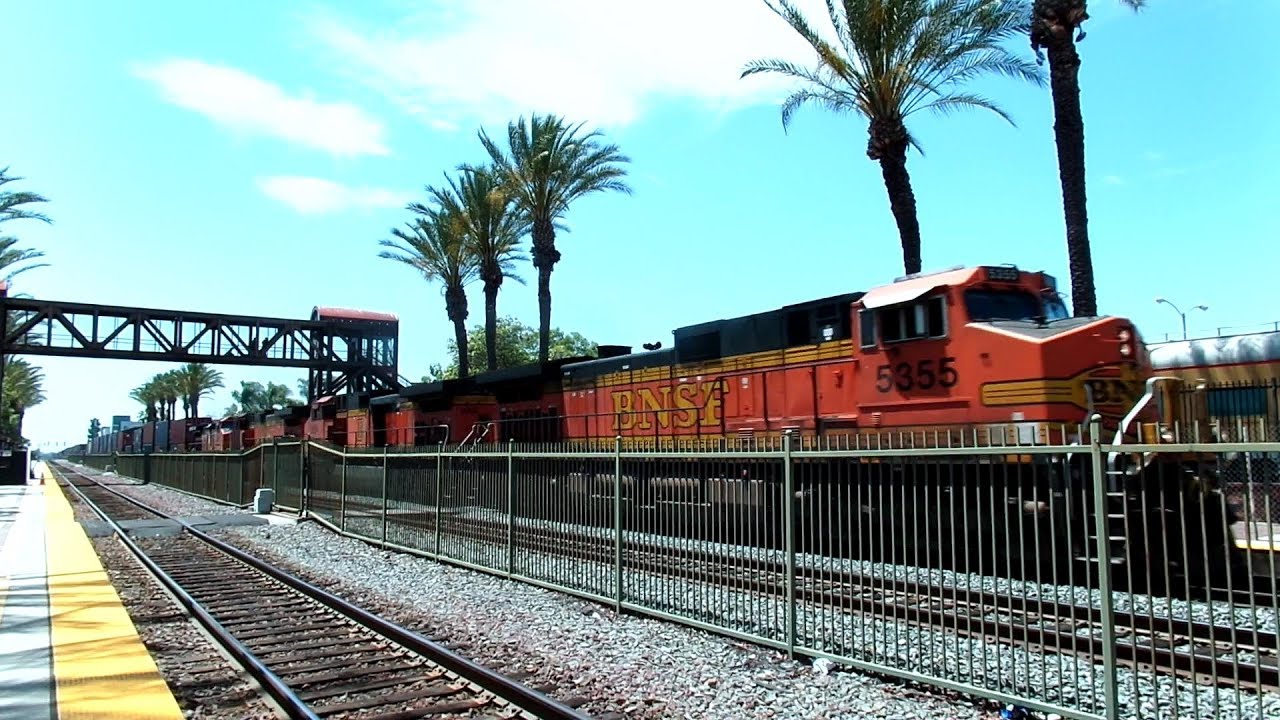 BNSF Train With Fullerton California Rail Fanners - YouTube