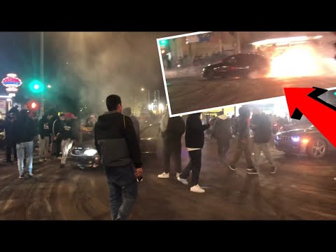 LOS ANGELES CAR MEET!! CAR CATCHES ON FIRE!! - YouTube