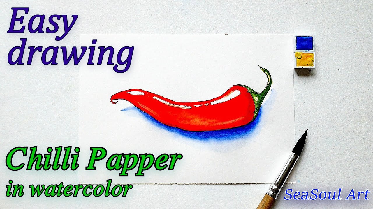 Easy Drawing of Chili pepper in Watercolor | Simple Painting Tutorial ...