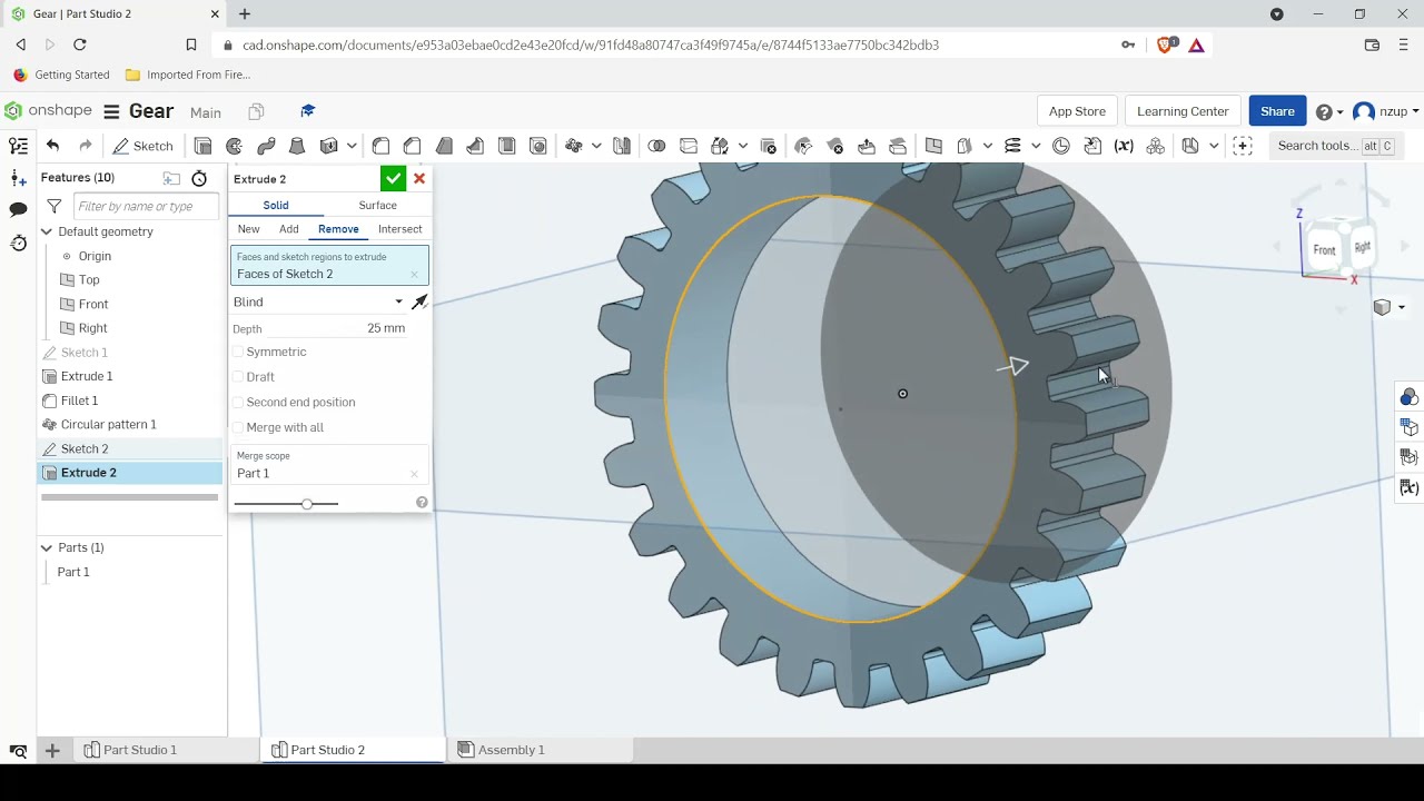 วิธีใช้ onshape พร้อมคำอธิบาย การขึ้นรูปเฟือง เกียร์ Gear อย่างง่าย ...
