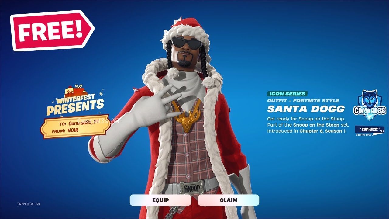 How to get FREE Santa Snoop Dogg Skin Now in Fortnite - YouTube