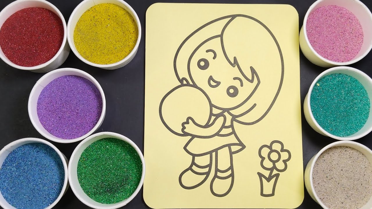 ASMR | SAND PAINTING | Coloring using sand color | SATISFYING Art ...