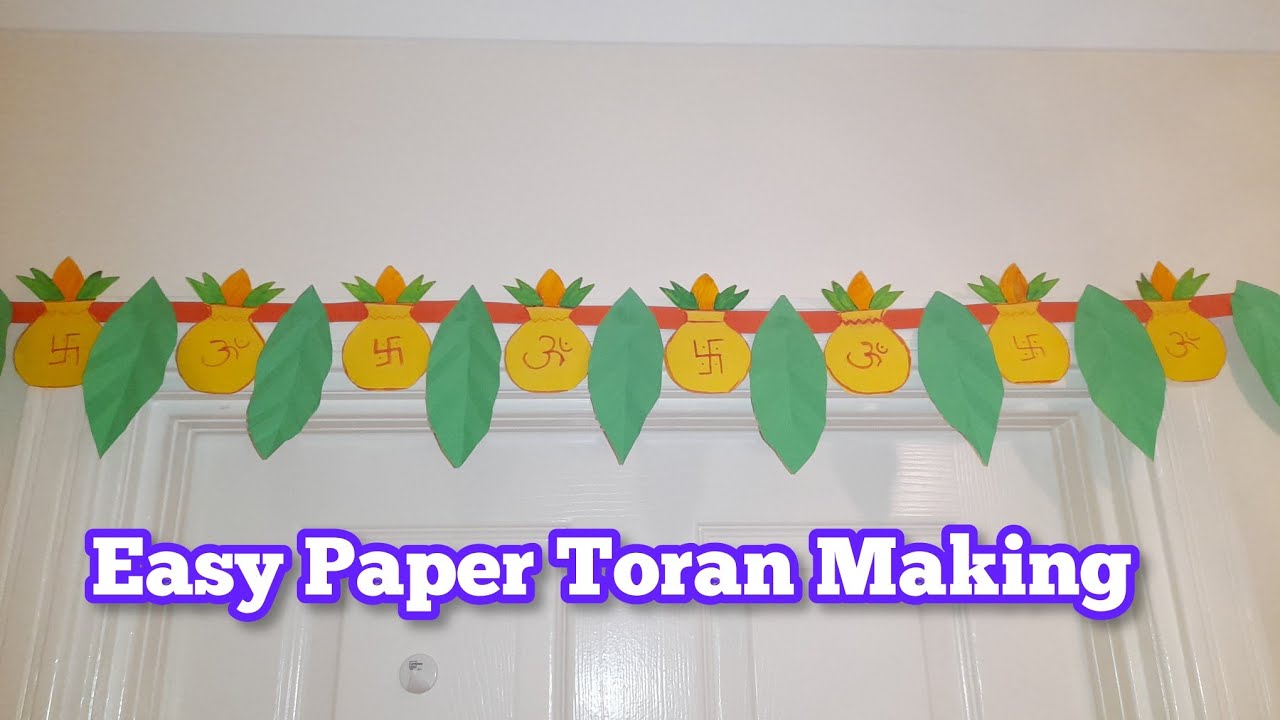 Last minute diwali decoration ideas | Easy toran making using paper ...