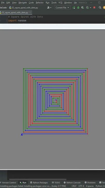 Python Turtle Fun #32 | Creating a Square Spiral with Dots Using Python ...