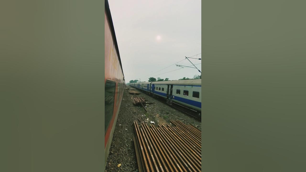 Express Train crossing high Speed Memu Train - YouTube